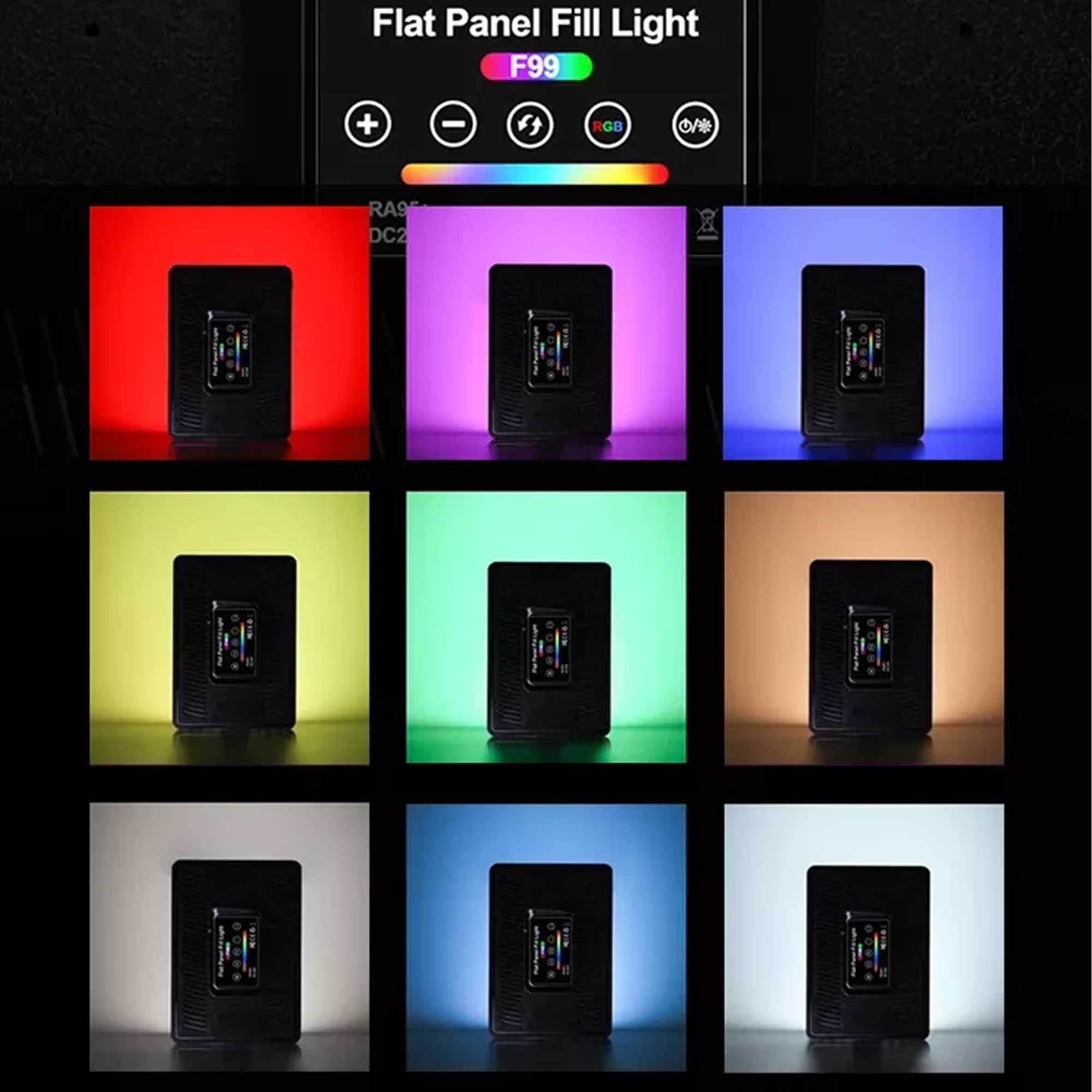 نور ثابت سرامیکی رنگی 35 وات مدل اف 99 - RGB LED LIGHT PANEL F99 RGB ...